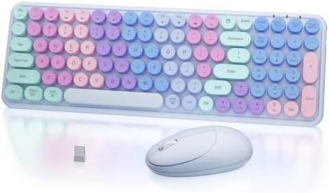 Amazon.com: Wireless Keyboards and Mouse Combos, UBOTIE Colorful ...
