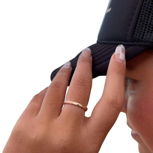 Amazon.com: Thick Hammered Stackable Ring Chunky Gold Band | Gold ...