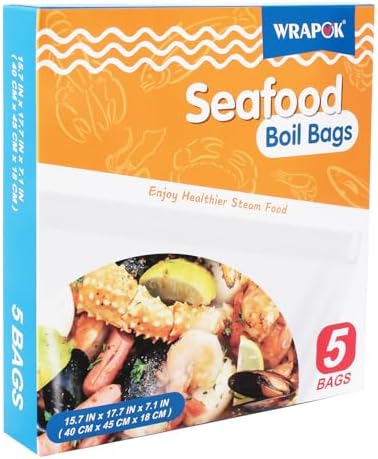 Amazon.com: WRAPOK Seafood Boil Bags 5 Pack Large Cooking Bag Seasoning ...