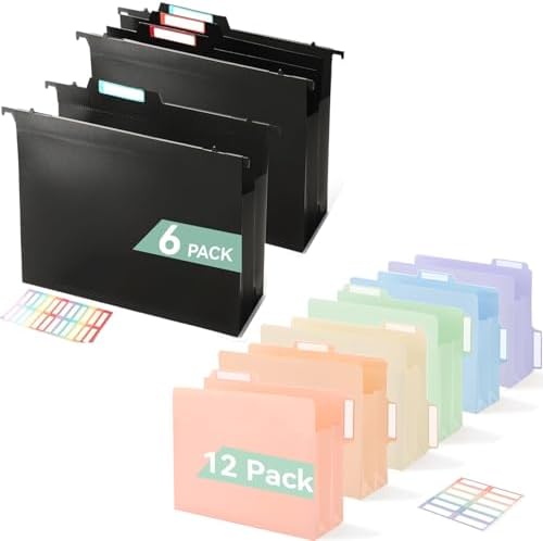 Amazon.com : SortRax Plastic High Capacity Hanging File Folders 6 Pack ...