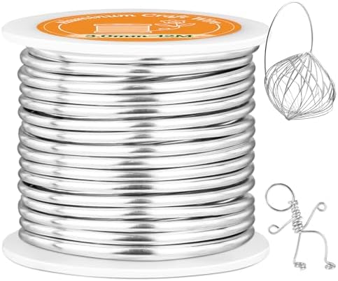 VynyQoo 3mm Aluminum Crafting Wire, 12M Silver Bendable Flexible Wire for Crafts, Craft Wire for ...