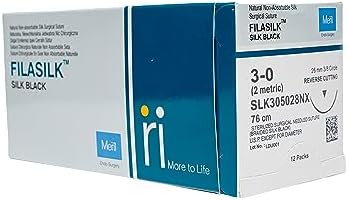Meril FILASILK Suture SLK30 5028 | Non- Absorbable Braided | Silk 3-0 ...