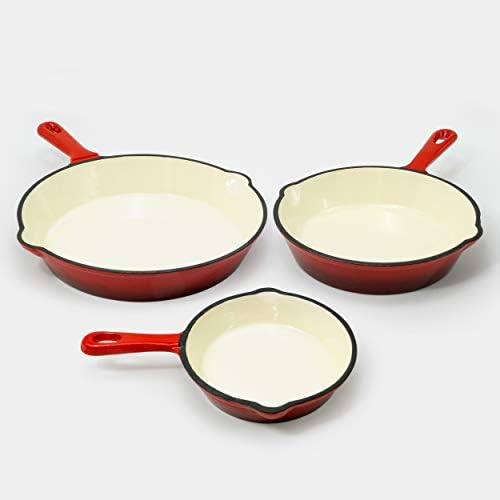 Amazon.com: Lot45 Enameled Cast Iron Cookware Set - 3 Piece Non-Stick ...