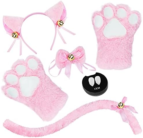 Abida Cat Cosplay Costume - 5 Pcs Set Cat Ear and Tail with Collar Paws ...