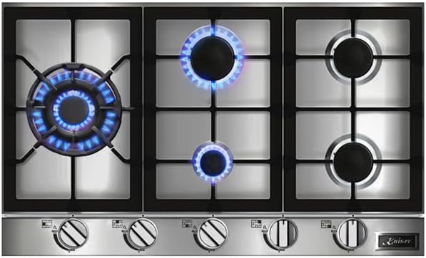 Kaiser Avantgarde Pro 86cm Turbo Gas Hob | Stainless Steel 5 Gas Burner ...