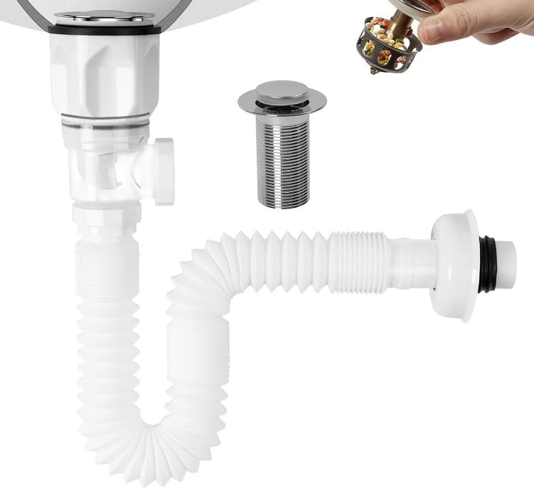 Flexible Waste Pipe, Flexible Drain Pipe 2PCS Universal Pipe Connector ...