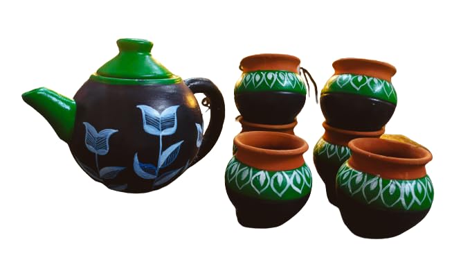 Buy Handcrafted Mitti Clay Tea Kettle withMitti ke Cup/Clay Cup/Kulhad ...