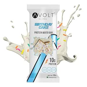 Avolt Slims Birthday Cake Protein Bars with 10g Protein | Pack of 6 x ...