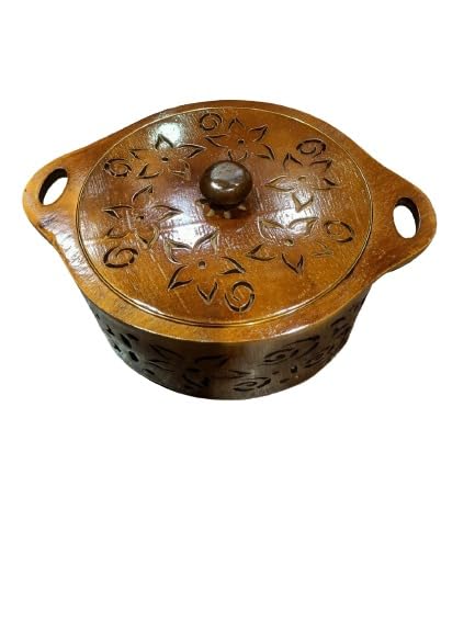 MOTI METAL INDUSTRIES MMI Sheesham Wood Handcarved Chapati Box With Lid ...