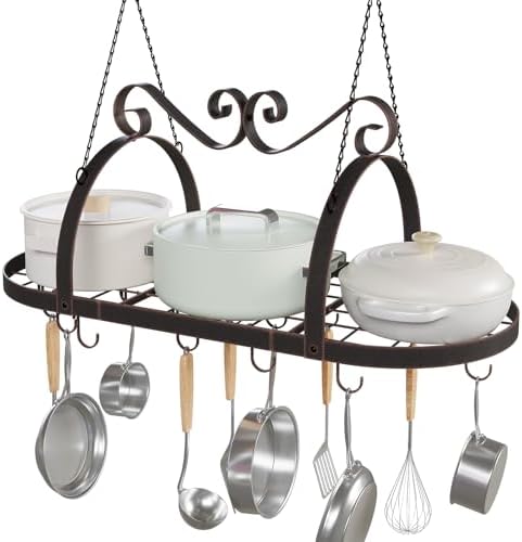 Amazon.com: TICKCACY Hanging Pot Rack Ceiling Mount, 33" Metal Ceiling ...