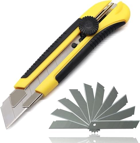 25MM Heavy Duty Utility Knife, Box Cutter with 10pcs SK-5 Retract ...