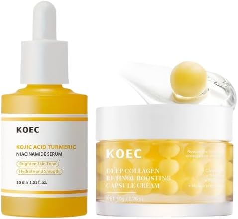 KOEC Skincare Set, Kojic Acid Turmeric Serum 30ml + Deep Collagen ...