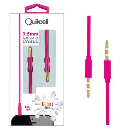 Amazon.com: Box of 6 Quikcell 3.5mm Auxiliary Cable - Pink Pop : Cell ...