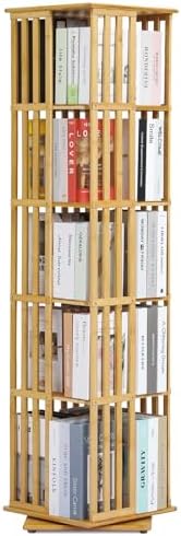 Amazon.com: HRVEOCEI 6-Tier Round Rotating Bookshelf with Storage ...