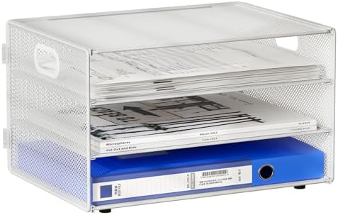 EasyPAG 4 Tier Desktop A4 Mesh in Tray Office Desk Tidy File Holder ...