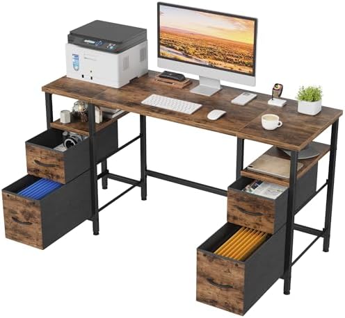 Grandder Computer Desk with 4 Drawers, 47 Inch Office Desk with Storage ...