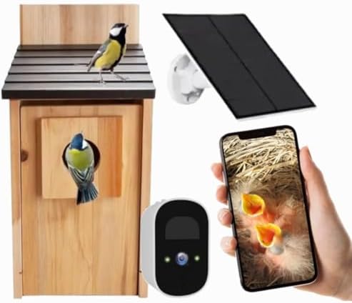 Smart Bird Box with 4MP HD Camera – Solar-Powered Nesting Box with ...