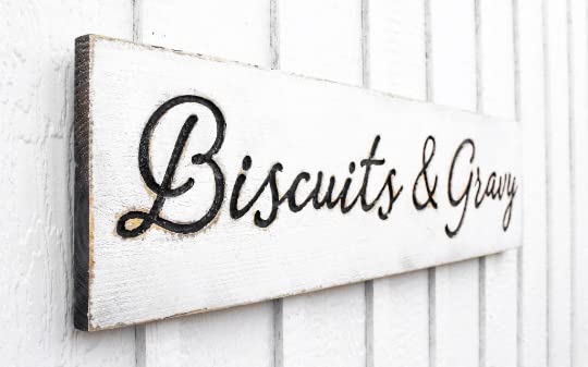 Amazon.com: Biscuits & Gravy Sign Horizontal - Carved in a Wood Board ...