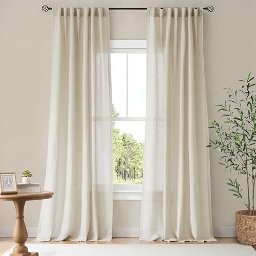 Amazon.com: NICETOWN Natural Linen Curtains & Drapes for Windows 84 ...