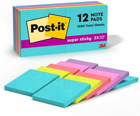 Post-it Notes Super Sticky Notes, 3" x 3", 5 Pads, 90 Sheets/Pad ...