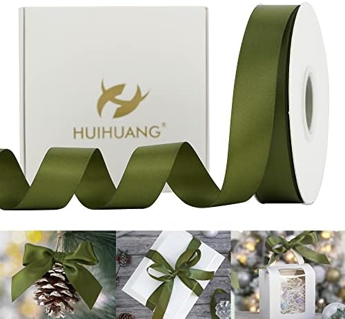 Amazon.com: HUIHUANG Satin Ribbon 1 inch Moss Green Ribbon 50 Yards ...