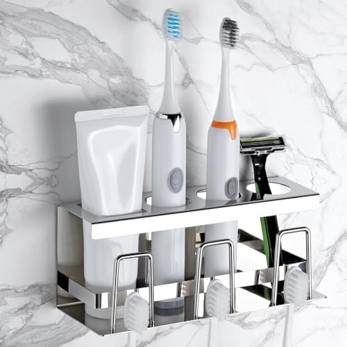 Amazon.com: YAYINLI Toothbrush Holders - Wall Mounted Toothpaste Holder ...