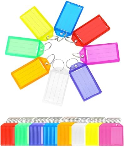 Amazon.com : QWORK Clear Plastic Key Tags, 80 Pcs 2in Flexible Key ...