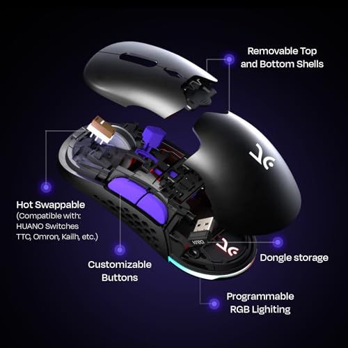 Kreo Chimera RGB Wireless Gaming Mouse with Hot-swappable Switches & 7 ...