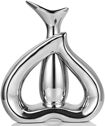 Amazon.com: Silver Hollow Ceramic Vase for Flowers, Vase Décor,Table ...