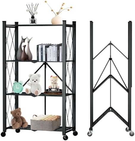 Amazon.com: HealSmart Heavy Duty 4-Tier Foldable Metal Rack, 14.96" D x ...