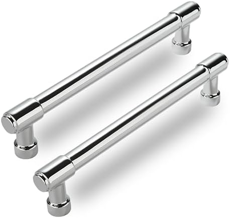 CABDM 10 Pack Polished Chrome Cabinet Pulls,5 Inch(128mm) Hole Centers Cabinet Handles Kitchen ...