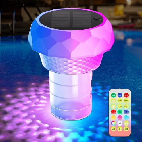Amazon.com : Solar Pool Chlorine Floater with Colorful Lights, Remote ...