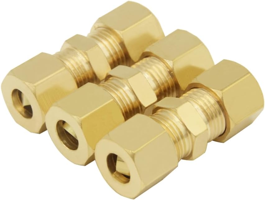 Amazon.com: Hooshing 3PCS Brass Compression Coupling Tube Pipe Fitting ...