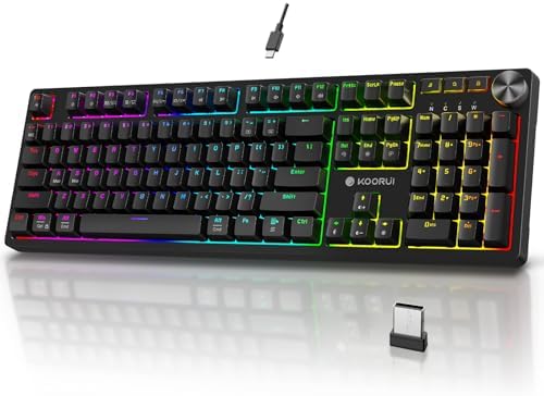 Amazon.com: KOORUI Upgraded Wireless RGB Gaming Keyboard,3 Mode BT/2 ...