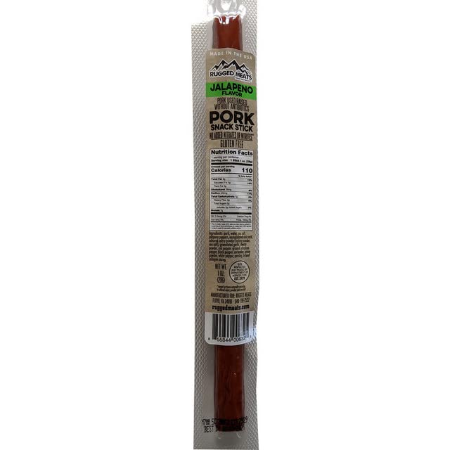 Amazon.com: Rugged Meats Sugar Free Spicy Jalapeno Pork Snack Sticks 24 ...