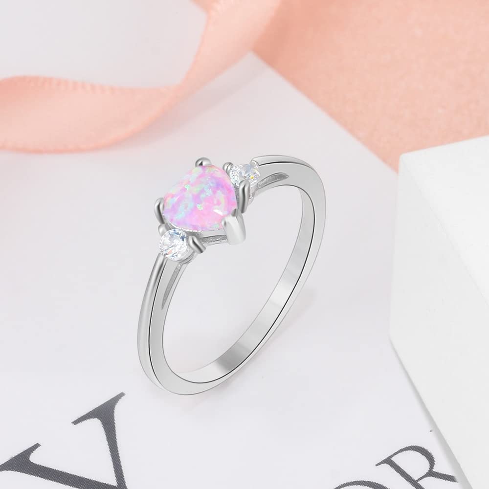 Pink Opal Ring Heart