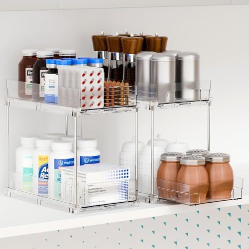 Amazon.com: 2 Set,2 Tier Pull Out Cabinet Organizer for Supplement and ...
