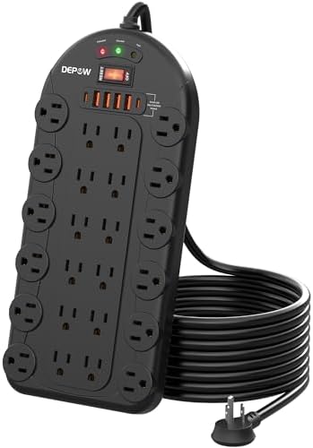 Amazon.com: Amazon Basics Rectangle 12-Outlet Power Strip Surge ...