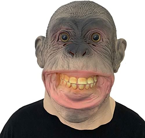 Amazon.com: Yimianshou Latex mask Monkey head mask Creepy dark gray ...
