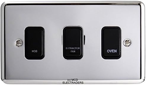 Polished Chrome Customised Kitchen Grid Switch Panel with Black ...