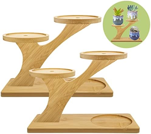 Amazon.com: QUMENEY Desktop Plant Stand Indoor Bamboo Mini 3 Tiered ...