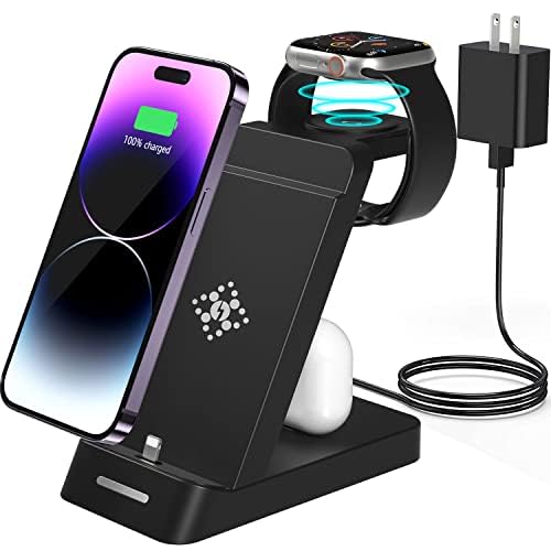 Charging Station for iPhone Multiple Devices, 3 in 1 Wireless Charging ...