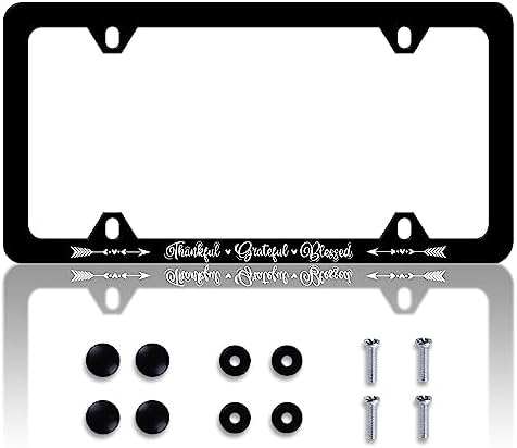 Amazon.com: Thankful Grateful Blessed License Plate Frame Christianity ...