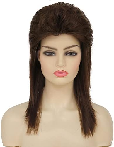 Amazon.com: Swiking Brown Mullet Wigs for Women Curly 70s 80s Rocker ...