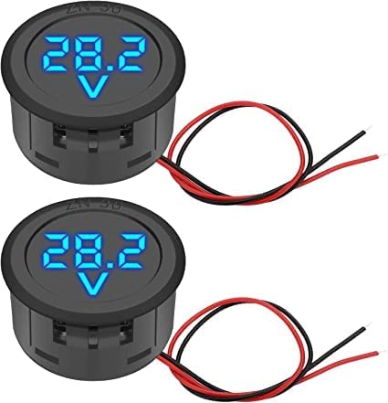 2Pcs DC 4-100V Car LED Digital Voltmeter Display, Round Auto Ammeter ...