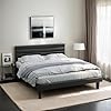 Amazon.com: VINGLI Full Faux Leather Bed Frame, Upholstered Platform ...