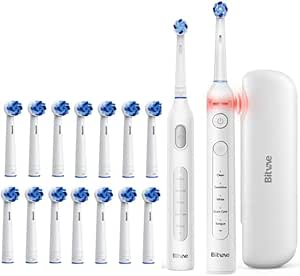 Amazon.com: Bitvae R1 & R2 Rotating Electric Toothbrush for Adults and Kids with 13 Brush Heads ...