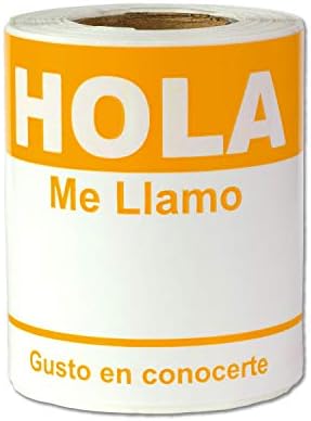 Amazon.com : Spanish Name Tags (4 x 2.3 inch, Orange - 100 Labels) Hola ...