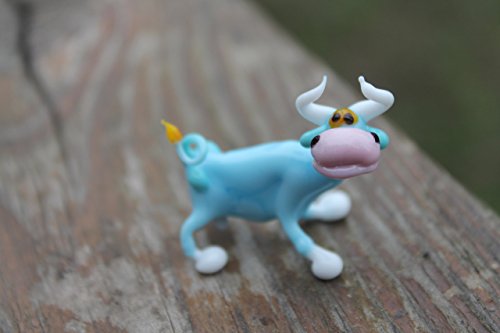 Amazon.com: Small Glass Cow Figurine Sculpture Funny handmade Cute ...
