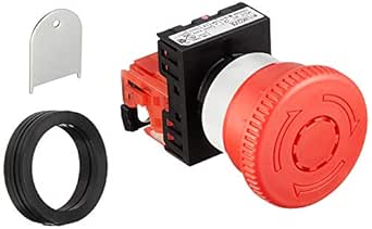 Fuji Electric AM22V0E-01R Push Button Switch for Emergency Stop, Red, Non-Illuminated, Pack of 1 ...